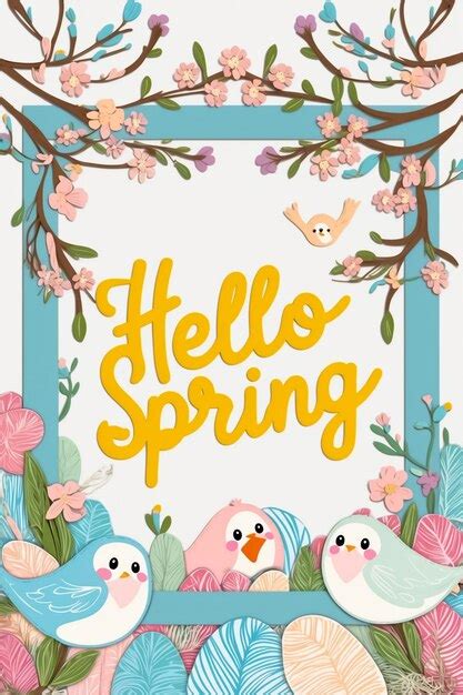 Beautiful Spring Background Frame Design Illustration Premium Ai