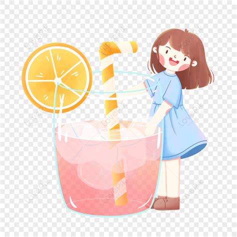 수 박 주스를 마시는 소녀 Png 일러스트 무료 다운로드 Lovepik