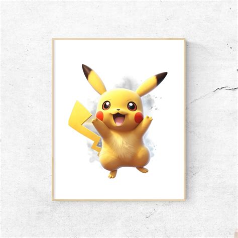 Pokemon Pikachu Wall Print Pokemon Pikachu Pikachu Print Pikachu Wall Decor Picachu Wall Art