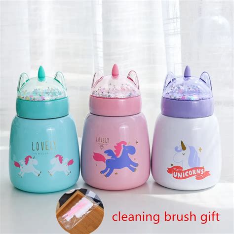 Милый Единорог термос 300 мл из нержавеющей стали вакуумная колба Termos девушка портативный