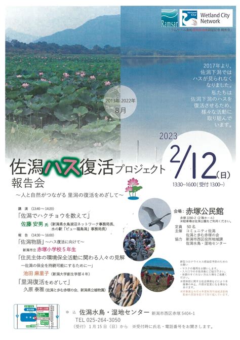 佐潟ハス復活プロジェクト報告会人と自然がつながる里潟の復活をめざして参加申込受付中です 潟のデジタル博物館新潟市公式