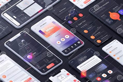 Smartphone Mobile App Interface Mockup With Ui Active Blocks And