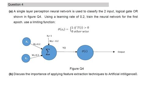 solved question 4 a a single layer perceptron neural