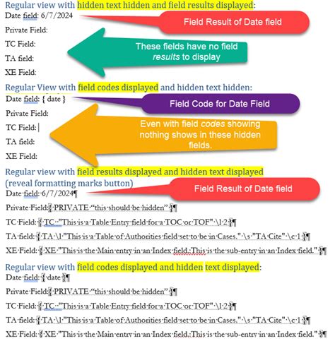 Alt F9 Toggling Display Of Field Codes Does Not Work For Private Fields Or Xe Ta Or Te