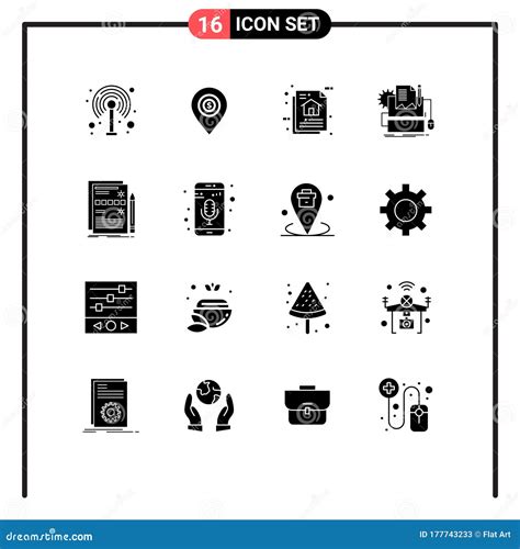 Universal Icon Symbols Group Of 16 Modern Solid Glyphs Of Keyboard Computer Architecture