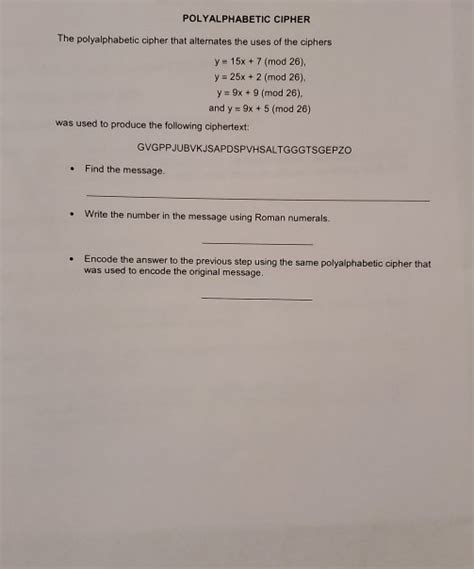 Solved Polyalphabetic Cipher The Polyalphabetic Cipher That