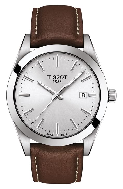 Tissot T Classic Gentleman Leather Strap Watch 40mm Brown Leather