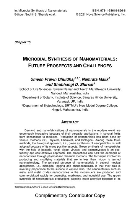 PDF In Microbial Synthesis Of Nanomaterials MICROBIAL SYNTHESIS OF NANOMATERIALS FUTURE