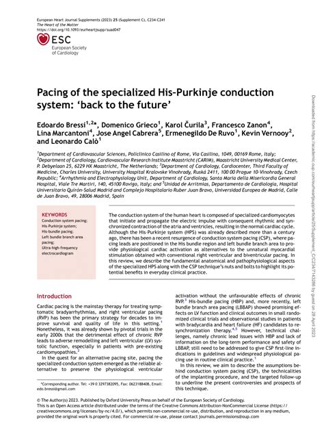 Pdf Pacing Of The Specialized His Purkinje Conduction System ‘back