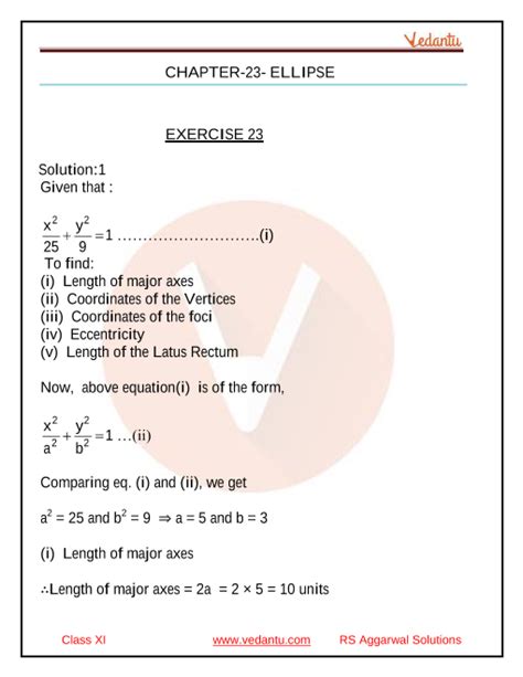 Rs Aggarwal Class 11 Solutions Chapter 23 Ellipse
