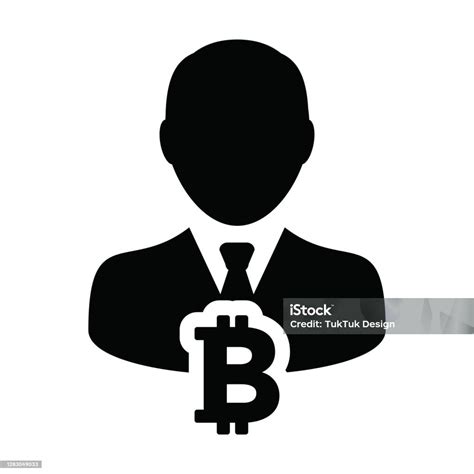 시장 아이콘 벡터 비트 코인 블록 체인 암호 화폐 와 남성 사람 프로필 아바타 용 디지털 지갑에 대한 글리프 픽토그램 감독에