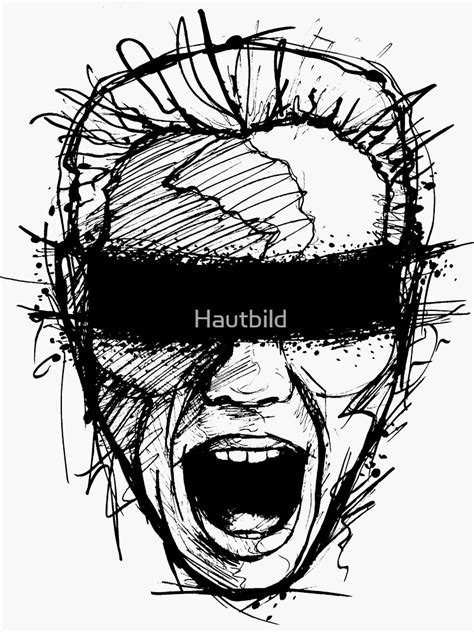 Girl Screaming BDSM Scream Black White Sketch Sticker By Hautbild Redbubble