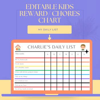 Daily Reward Task Jobs List Editable Canva Link TPT