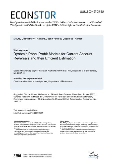 Pdf Dynamic Panel Probit Models For Current Account Reversals And