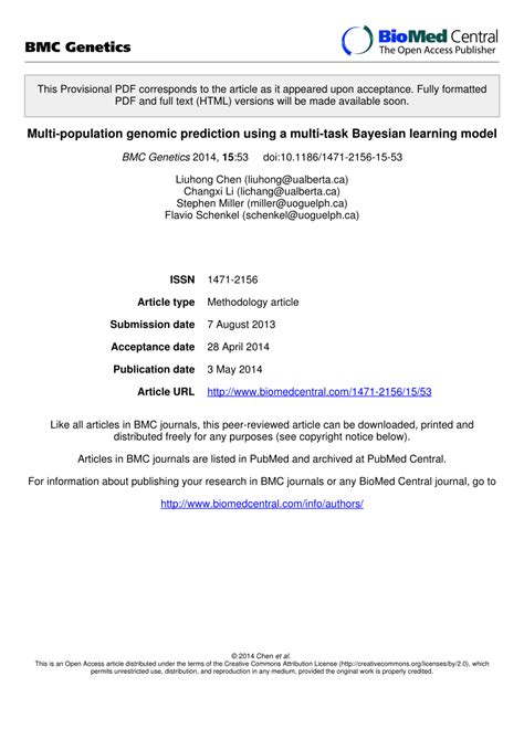 Pdf Multi Population Genomic Prediction Using A Multi Task Bayesian