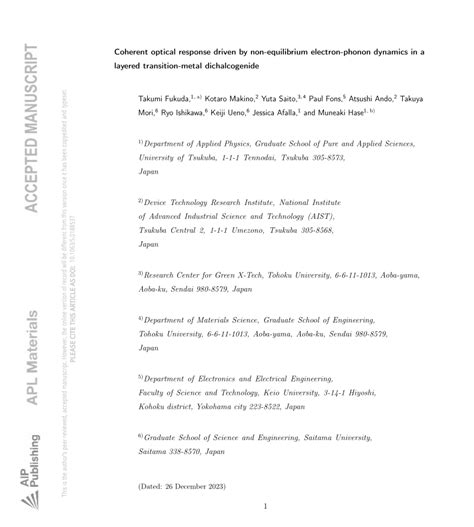 Pdf Coherent Optical Response Driven By Non Equilibrium Electronphonon Dynamics In A Layered