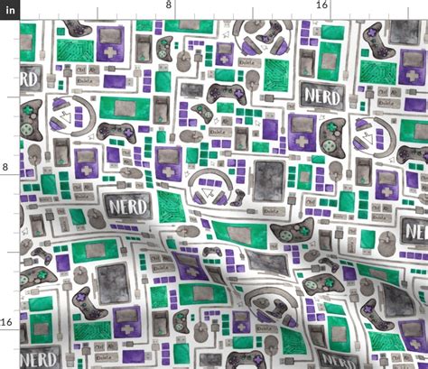 Nerd Gamer Or Computer Geek Pattern Fabric Spoonflower