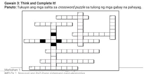 Part Ii Gawain I Panuto Tukuyin Ang Mga Salita Sa Crossword Puzzle Sa
