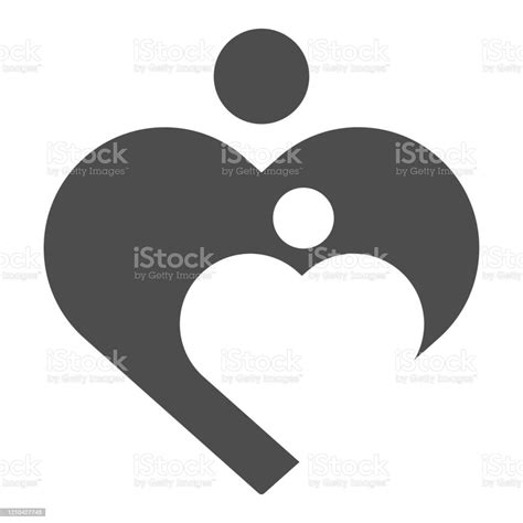 어머니 사랑과 아이 단단한 아이콘입니다 흰색 배경에 하트 모양 기호 문양 스타일의 그림에 여자 관리 모바일 개념 및 웹 디자인에