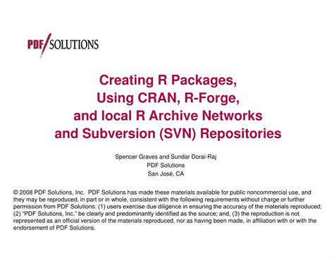 Ppt Creating R Packages Using Cran R Forge And Local R Archive Networks And Subversion Svn