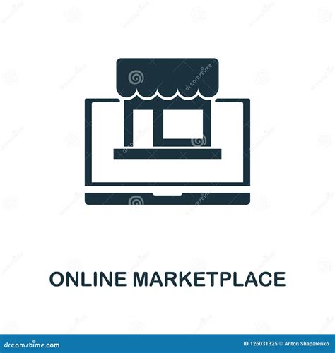 Online Marketplace Icon Monochrome Style Design From E Commerce Icon Collection Ui Pixel