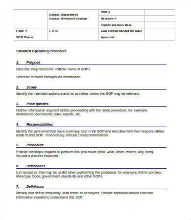 15 Standard Operating Procedure Templates PDF DOC Free Premium
