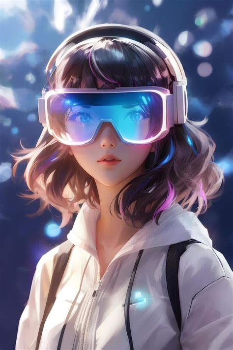 Premium Ai Image Anime Girl Wearing Virtual Reality Glasses Anime