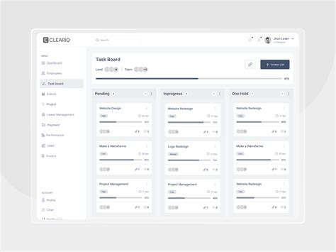 Task Management Dashboard Ui Ux Design Behance