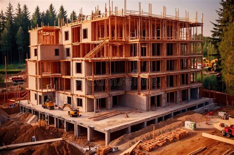 Construction Of New Residential House Building Framework Work Site