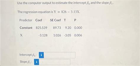 Solved Use The Computer Output To Estimate The Intercept B
