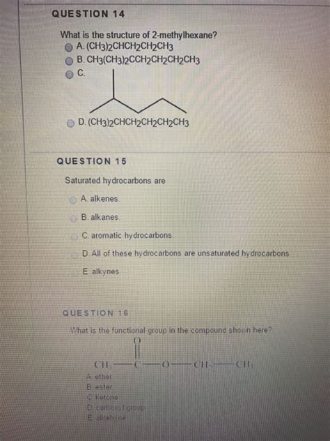 Solved What Is The Structure Of 2 Methylhexane Saturated