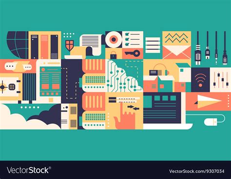 Cloud Database Flat Background Royalty Free Vector Image