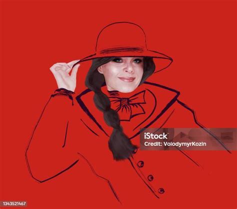 긴 브레이드가 있는 챙이 넓은 모자를 쓴 여성의 뷰티 일러스트 45 49세에 대한 스톡 벡터 아트 및 기타 이미지 45 49