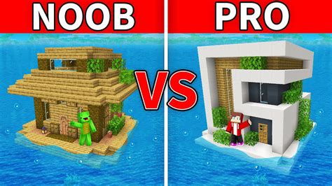 Mikey And JJ NOOB Vs PRO Water House Build Challenge In Minecraft Maizen YouTube
