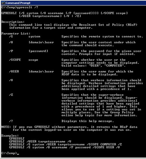 [windows 10 home] gpresult with invalid parameter h for group policy