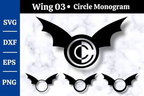 Winged Circle Monogram Frame Svg 03 Graphic By Momstercraft · Creative