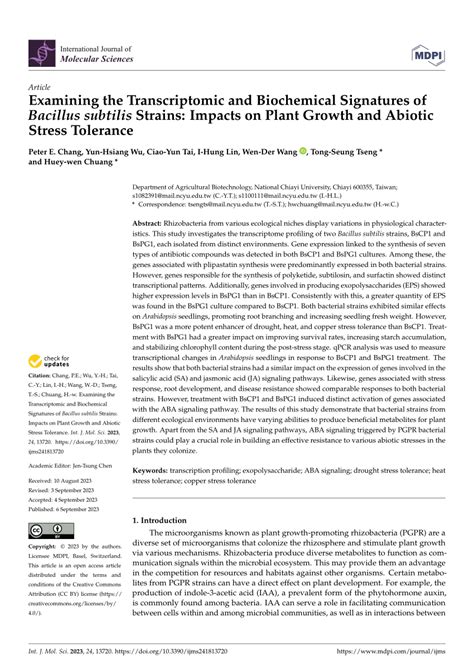 Pdf Examining The Transcriptomic And Biochemical Signatures Of Bacillus Subtilis Strains