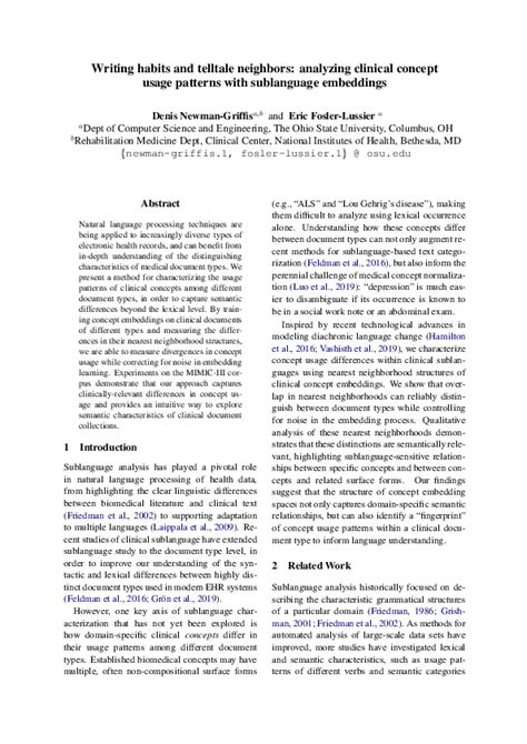 Pdf Writing Habits And Telltale Neighbors Analyzing Clinical Concept Usage Patterns With