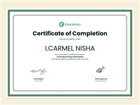 carmel nisha on linkedin java programming certificate learning