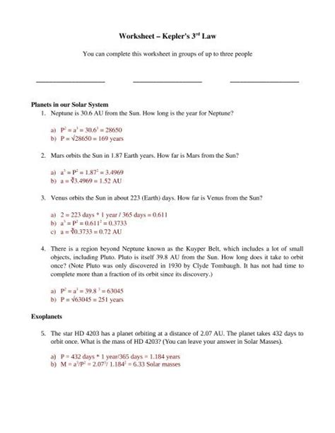 Using Keplers Third Law To Find The Period Of A Planets Orbit