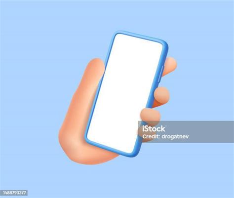 빈 화면으로 휴대폰을 들고 있는 3d 손 3차원 형태에 대한 스톡 벡터 아트 및 기타 이미지 3차원 형태 휴대용 통신 기기 휴대전화 Istock