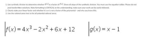 [answered] 1 Use Synthetic Division To Determine Whether G X Is A Kunduz
