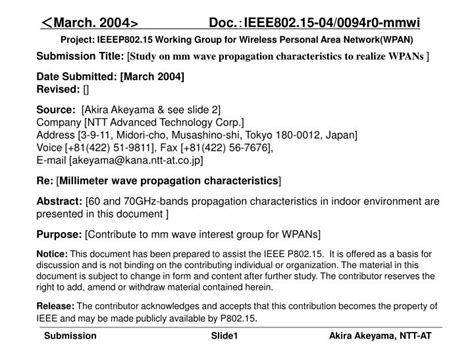Ppt Project Ieeep80215 Working Group For Wireless Personal Area