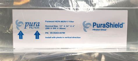 Purashield Hepa Merv 17 Filter Case Of 2 Vision Equipment