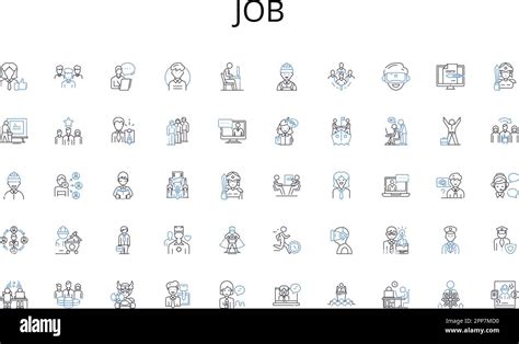 Job Line Icons Collection Mechanics Gears Clocks Engineering