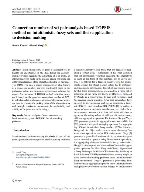 Connection Number Of Set Pair Analysis Based Topsis Method On