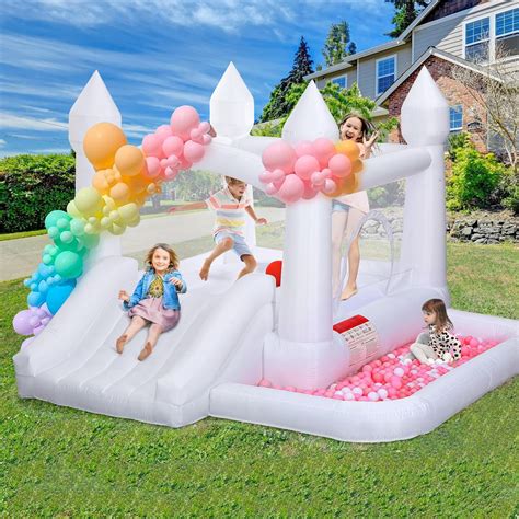 White Bounce House Inflatable Bouncer Castle With Slide