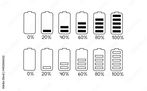 Percentage Capacity Battery Icon Set Stock Vector Adobe Stock