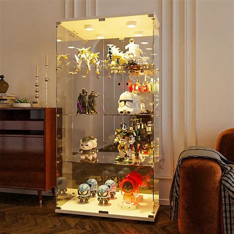 645 Display Cabinets With Led Lights And Lockable Glass Doors4 Shelf