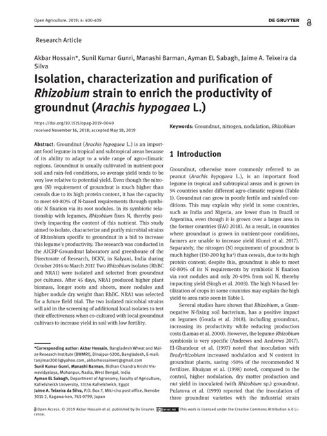 Pdf Isolation Characterization And Purification Of Rhizobium Strain To Enrich The